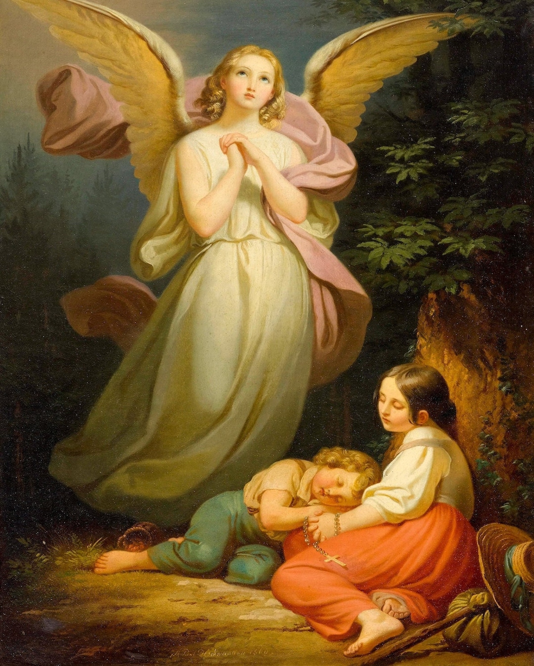 Angel Art Print, Victorian Angel, Guardian Angel, Angel Artwork, Angel ...