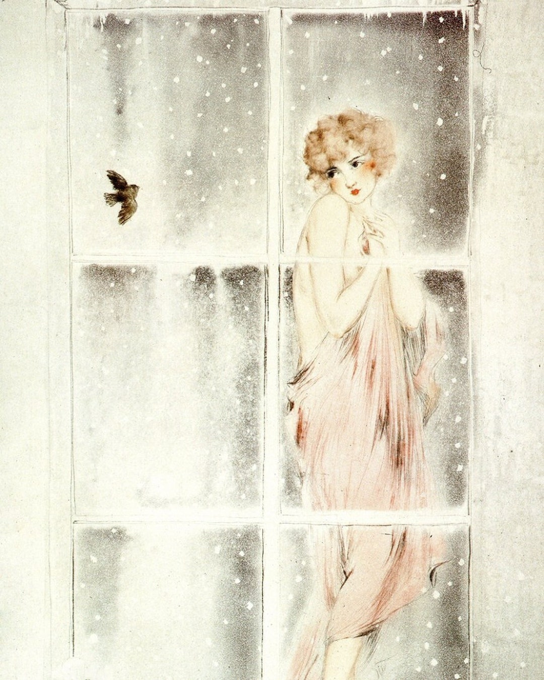 Louis Icart, Chilly One, Louis Icart Print, Print of a Painting, 1940's ...