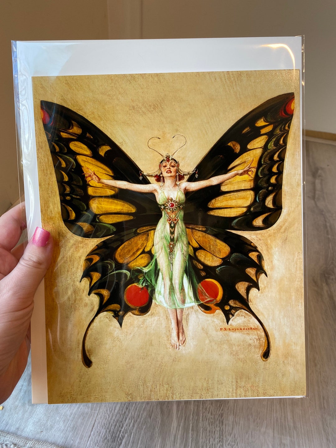 STUNNING Art Deco Flapper Butterfly Fine Art Print by F.X. - Etsy