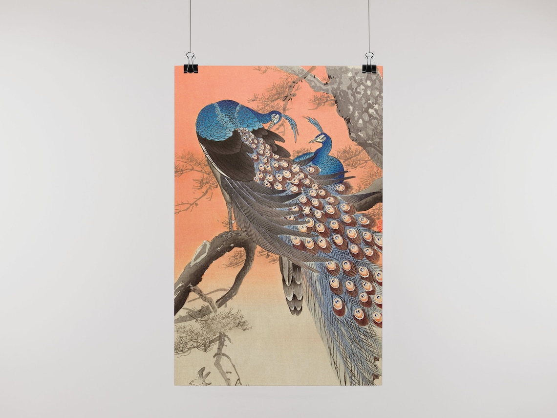 LARGE Art Deco Peacocks Peacock Art Peafowl Art Peacock - Etsy