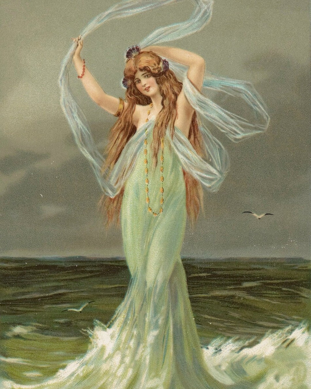 Art Nouveau Mermaid Bride Water Nymph Fairy Fairies Sea Nymph Unique ...