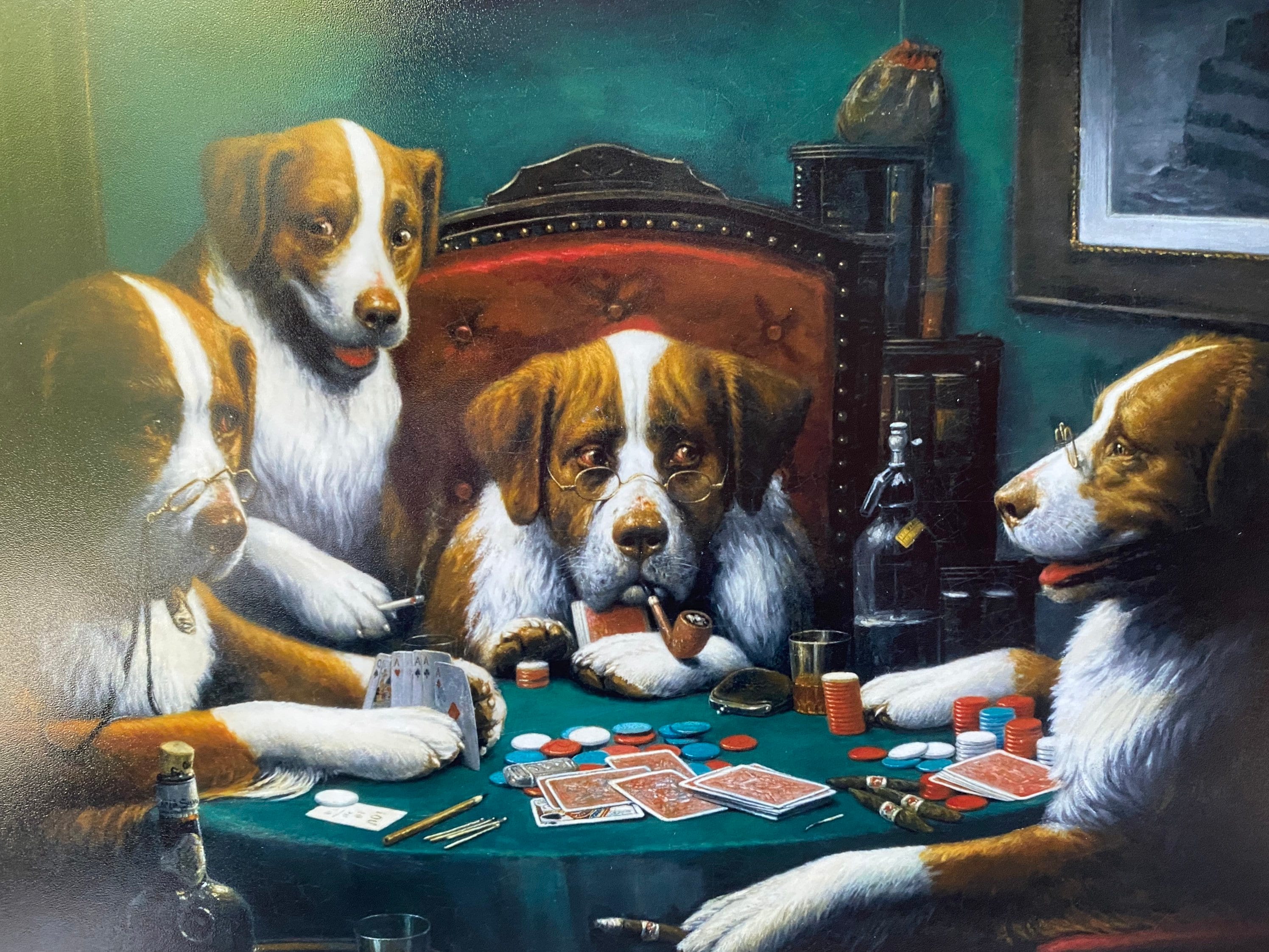 Dogs Playing Poker Playful Art Poker Art Gameroom Decor | Etsy