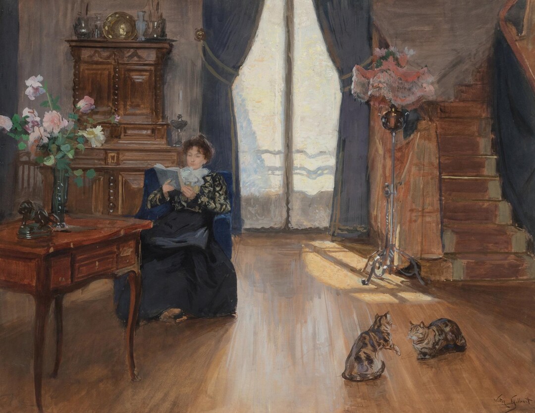 Morning Light, Victor Gabriel Gilbert, Cat Art, Cat Decor, Fine Art ...