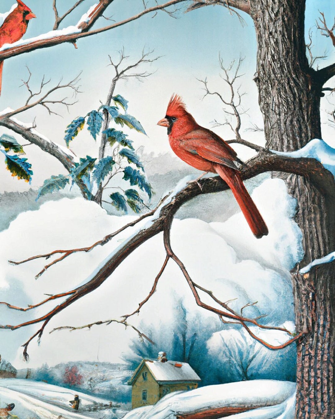Cardinal Bird Winter Scene, Winter Scene, Bird on a Branch, Cute Bird ...