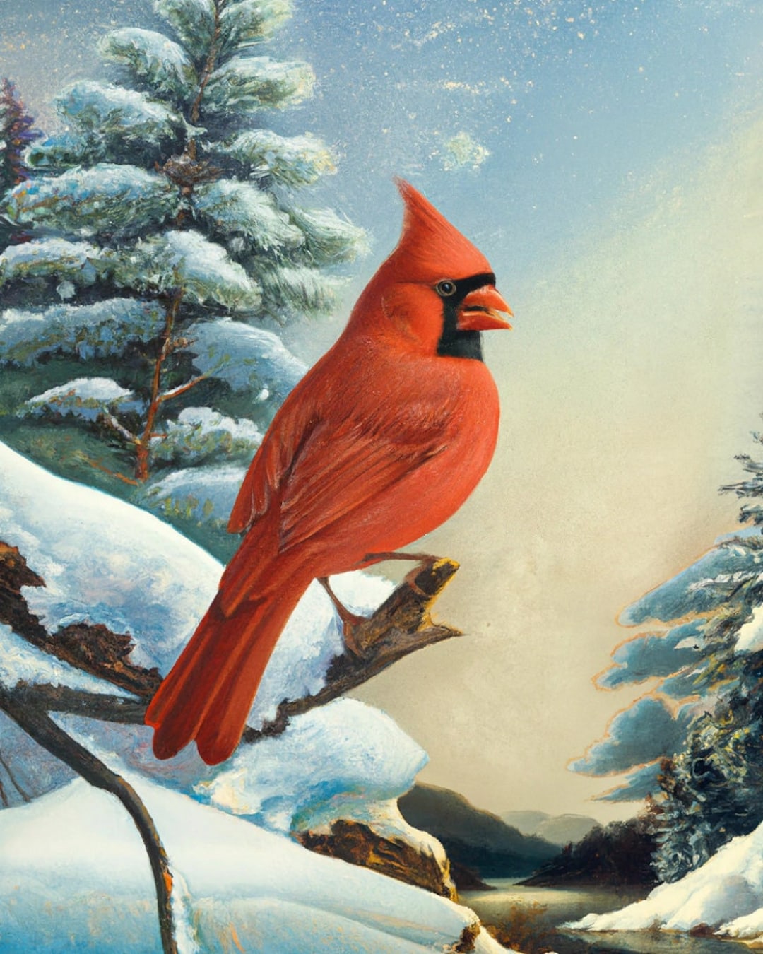 Cardinal Bird Winter Scene, Winter Scene, Bird on a Branch, Cute Bird ...