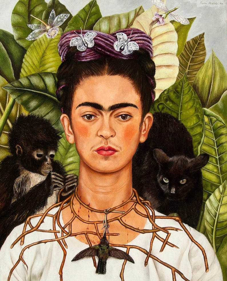 Frida Kahlo, Frida Kahlo Portrait, Monkey and Black Cat, Symbolist ...