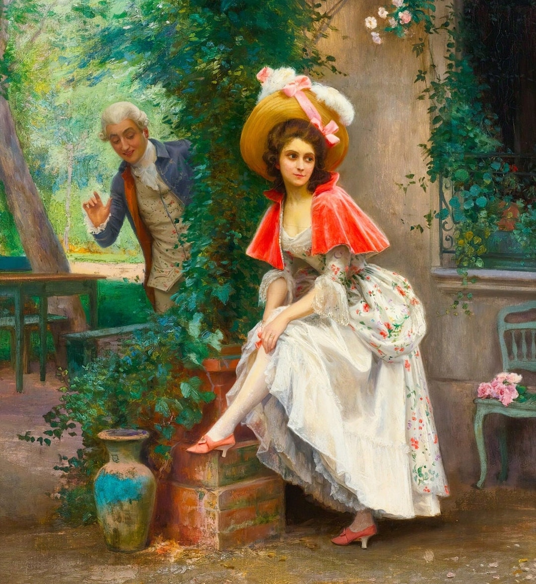 Victorian Artwork, Victorian Lovers in a Garden, Artwork, Victorian ...