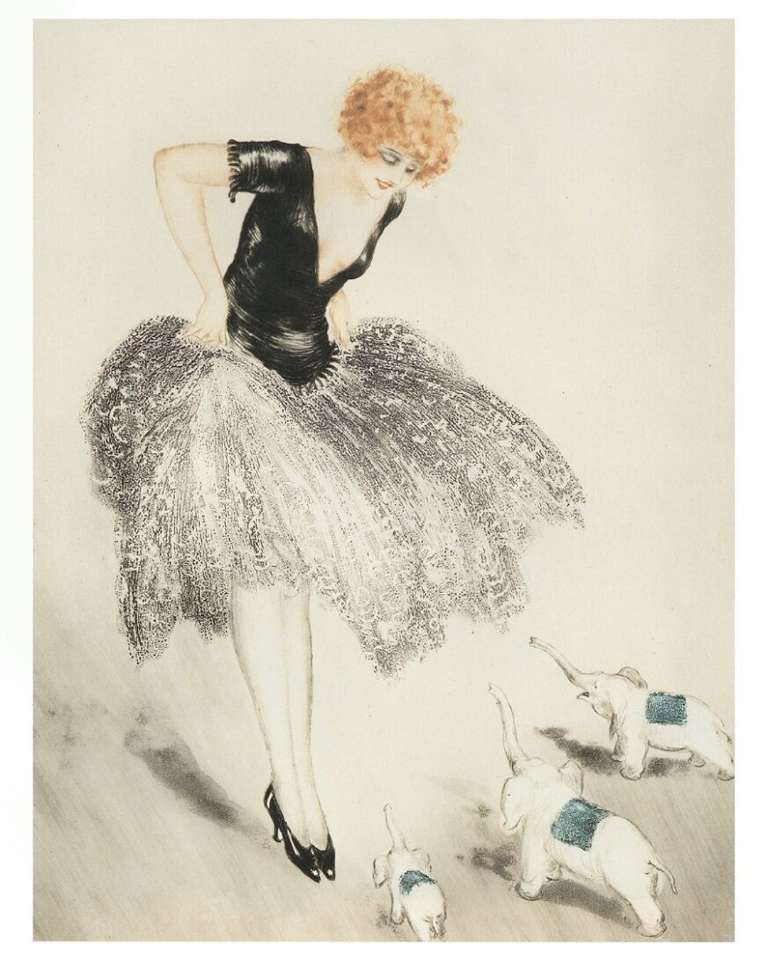 Louis Icart, Elephants, Louis Icart Print, Print of a Painting, 1940's ...