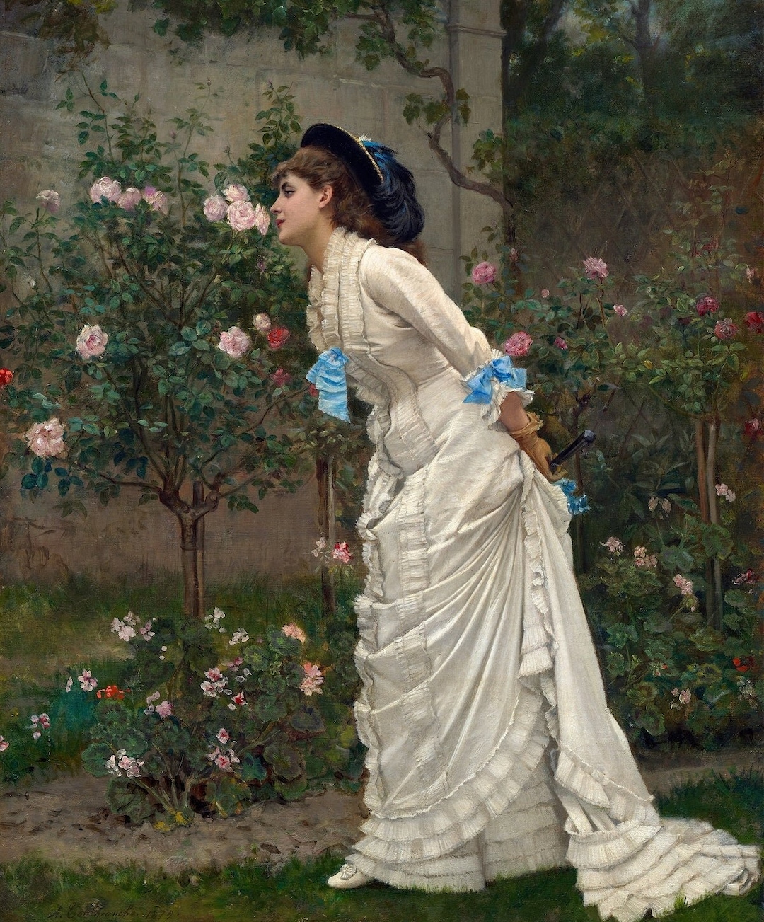 Victorian Artwork, Victorian Woman Smelling Roses, Artwork, Victorian ...