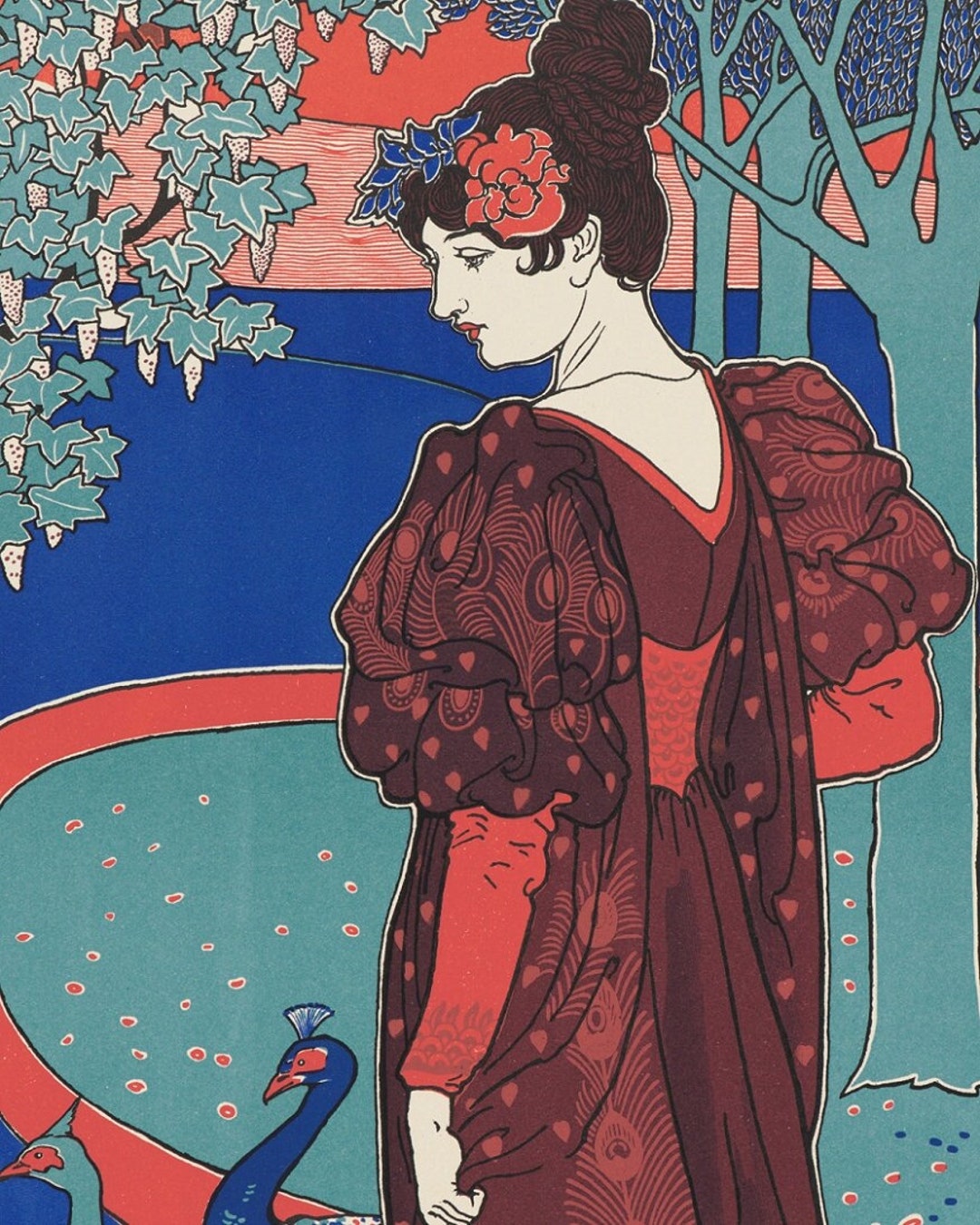 Louis John Rhead, Woman With Peacocks, Art Nouveau, 1897, La Femme Au ...
