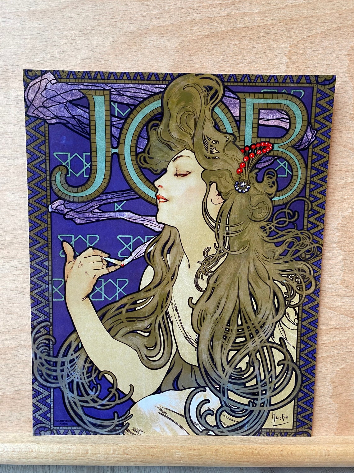 JOB Art Nouveau Style Fine Art Print by Alphonse Mucha of a Beautiful ...
