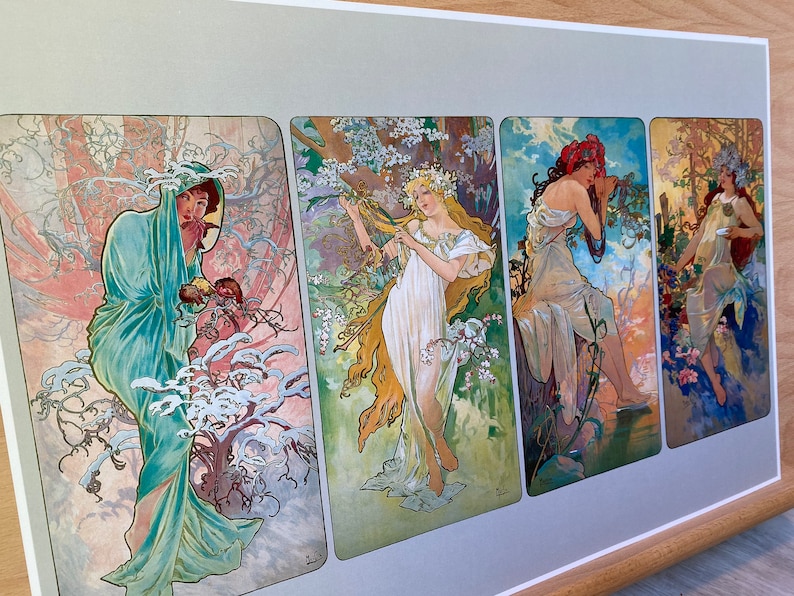 Art Nouveau Art Print Alphonse Mucha Seasons Alphonse - Etsy