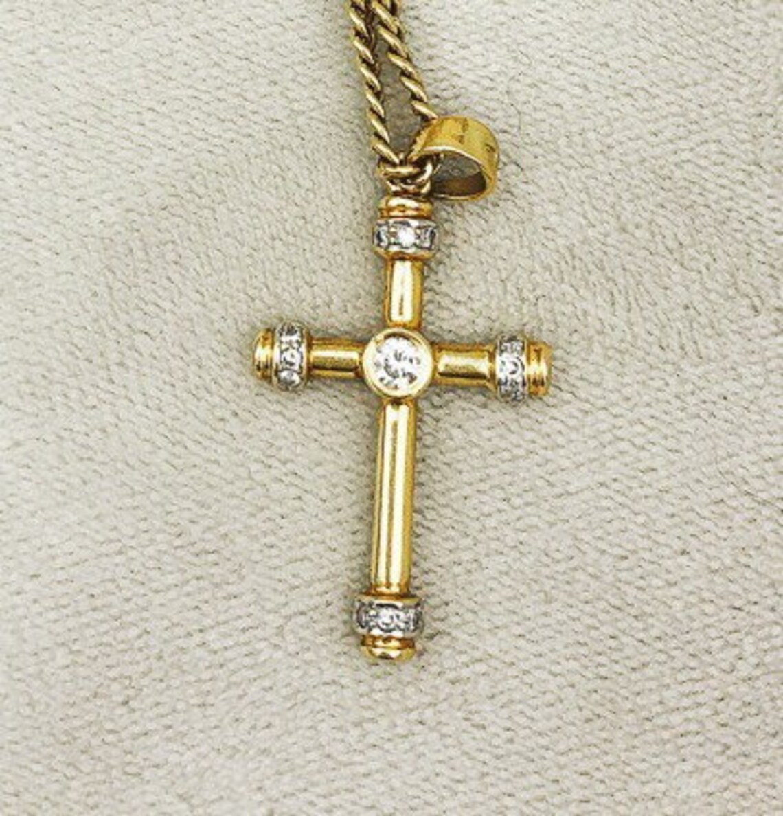 18K oro cruz moderna con diamantes collar de 20 L | Etsy