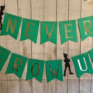 Never Grow up Peter Pan Banner | Neverland Birthday Banner | Lost Boys ...