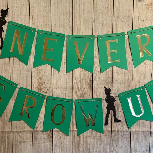 Never Grow up Banner Peter Pan Party Garland Neverland Party | Etsy