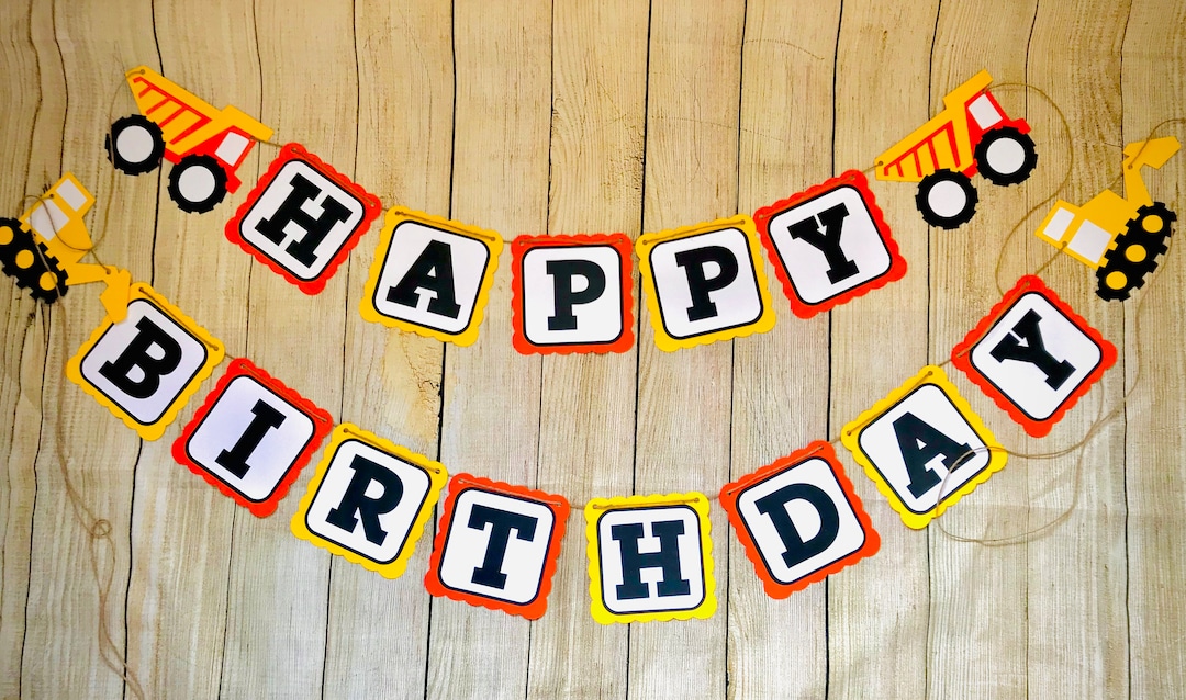 Under Construction Happy Birthday Banner Building Zone Birthday Party ...