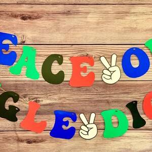 Peace Out Single Digits 10th Birthday Banner | Tie Dye Themed Peace ...