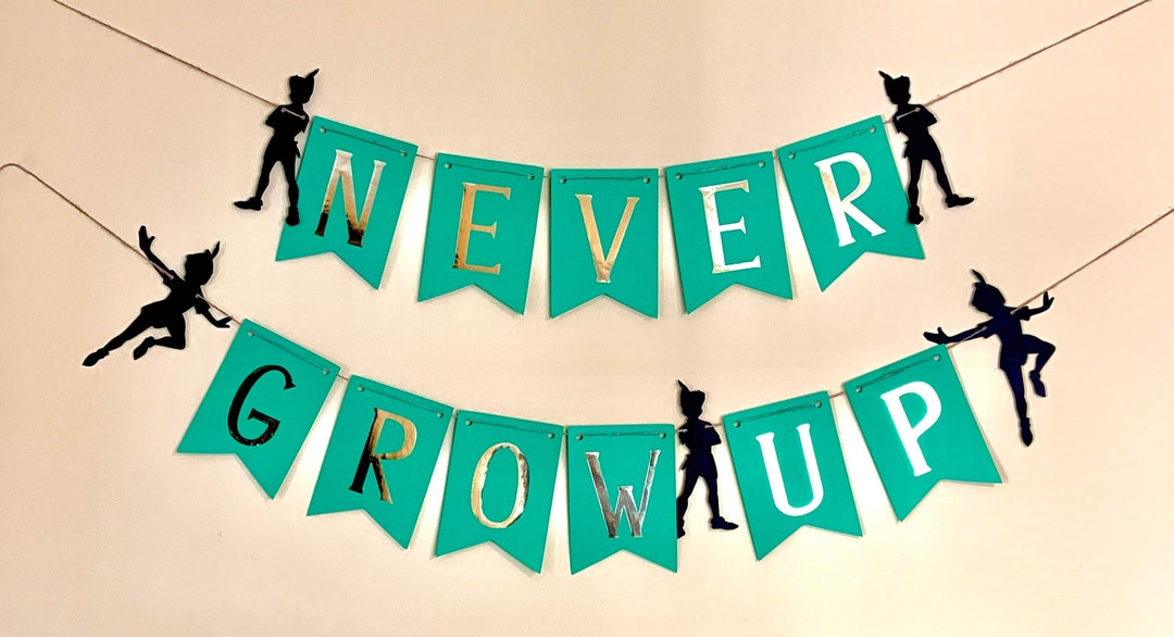 Never Grow up Peter Pan Banner | Neverland Birthday Banner | Lost Boys ...