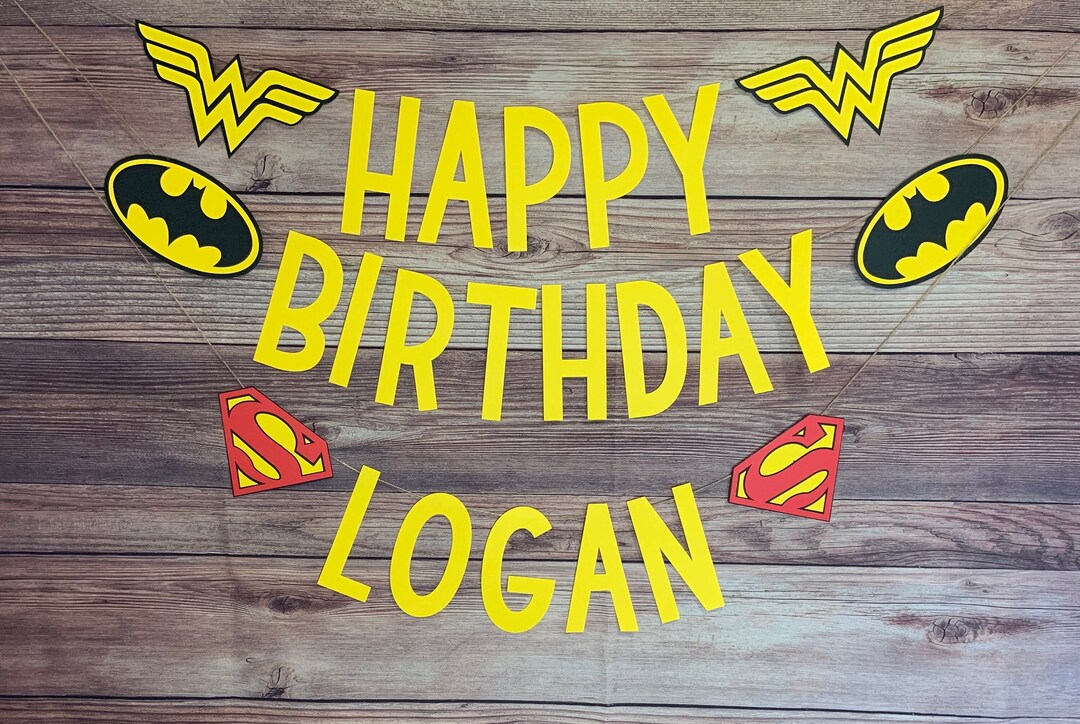 Superhero Happy Birthday Banner Heroic Birthday Banner - Etsy