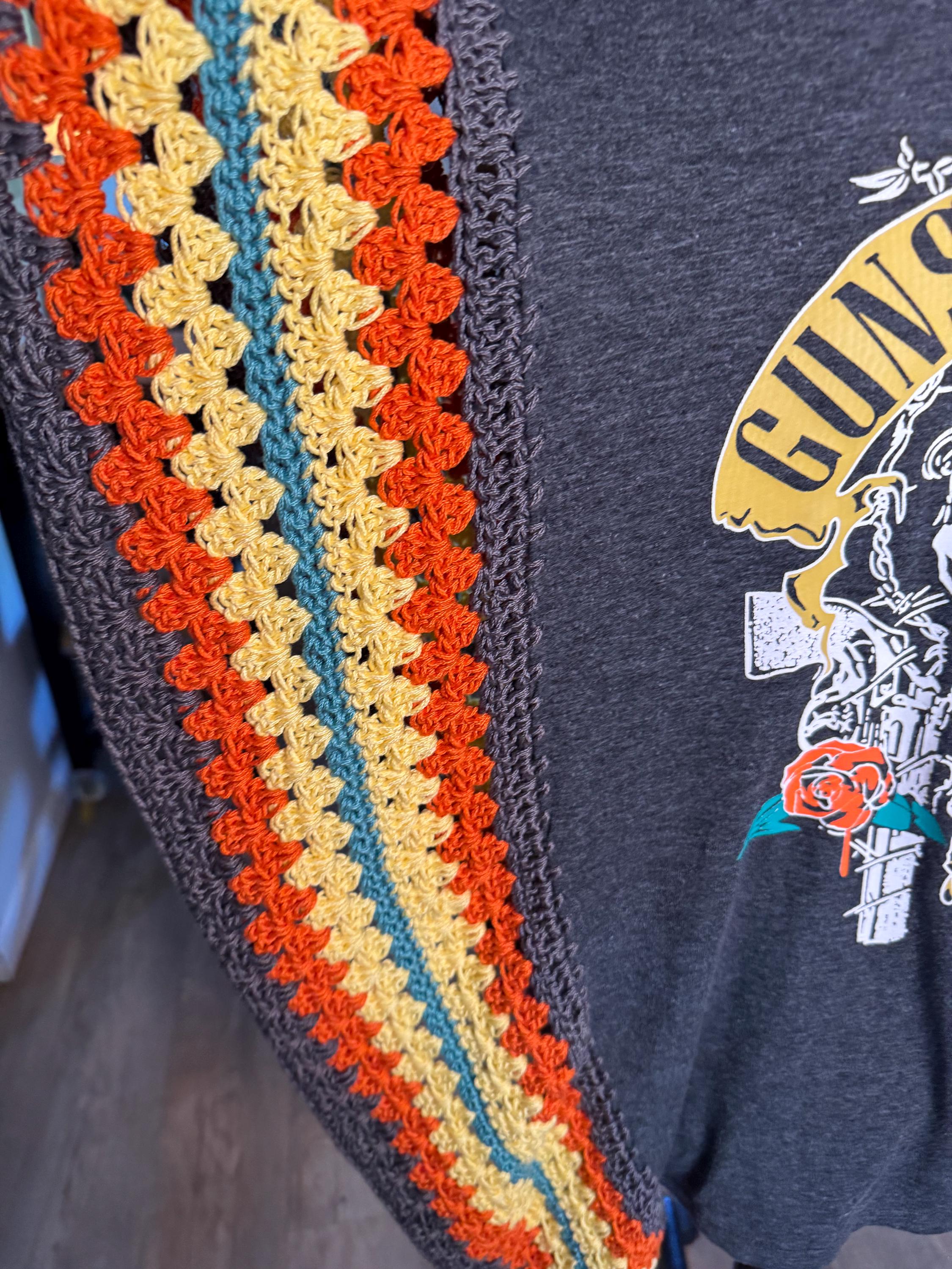 Crocheted Upcycled T-shirt Poncho - Etsy