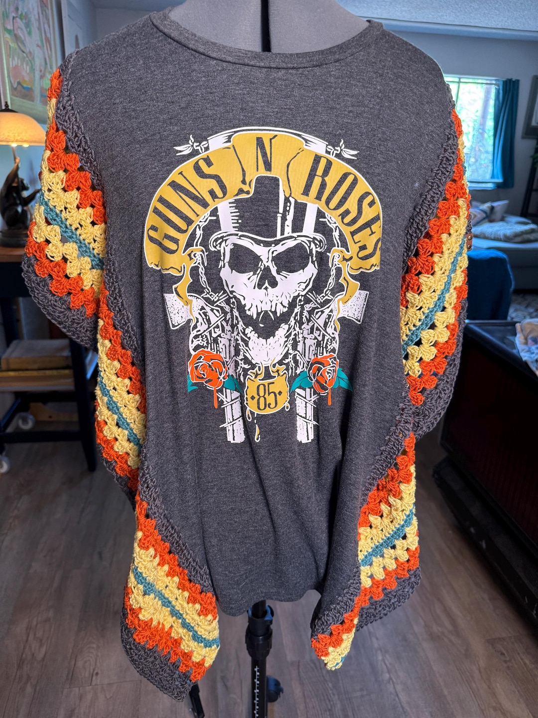 Crocheted Upcycled T-shirt Poncho - Etsy