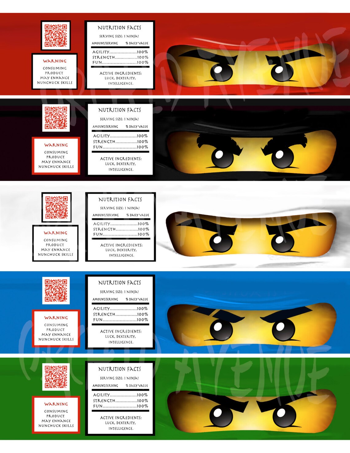 Ninja Water Bottle Labels: INSTANT DOWNLOAD | Etsy