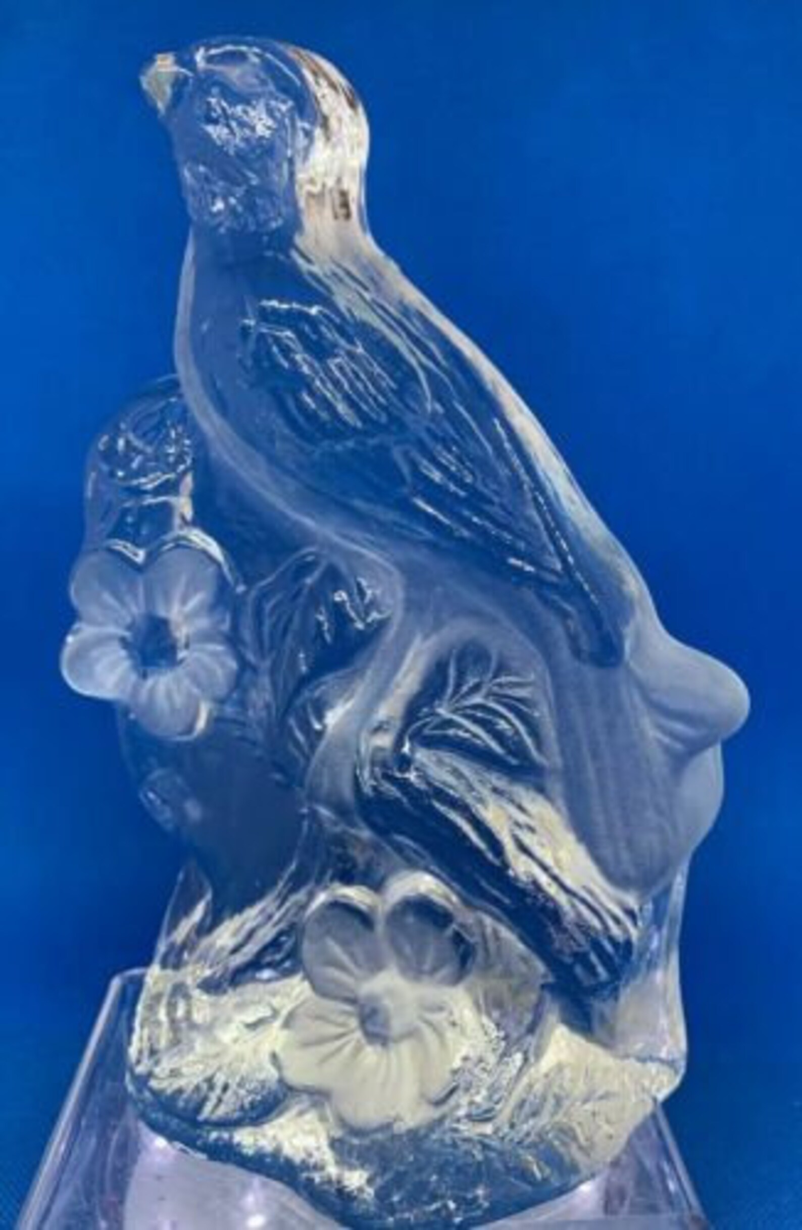 VTG Viking Bird In Flowers Solid Art Glass 7 Tall Solid | Etsy