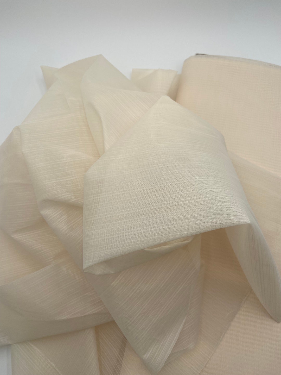 Sheer Tan Striped Fabric for Dess, Craft, Tablescapes, Curtains and ...