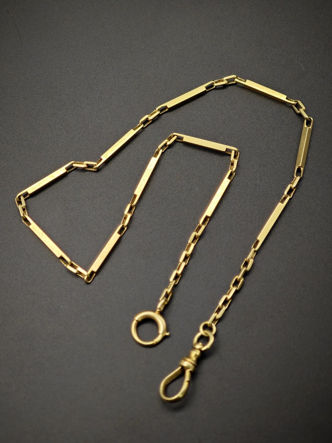 Antique 14k Bar Link Belcher/biker Link Watch Chain Necklace, 13&1/8 ...