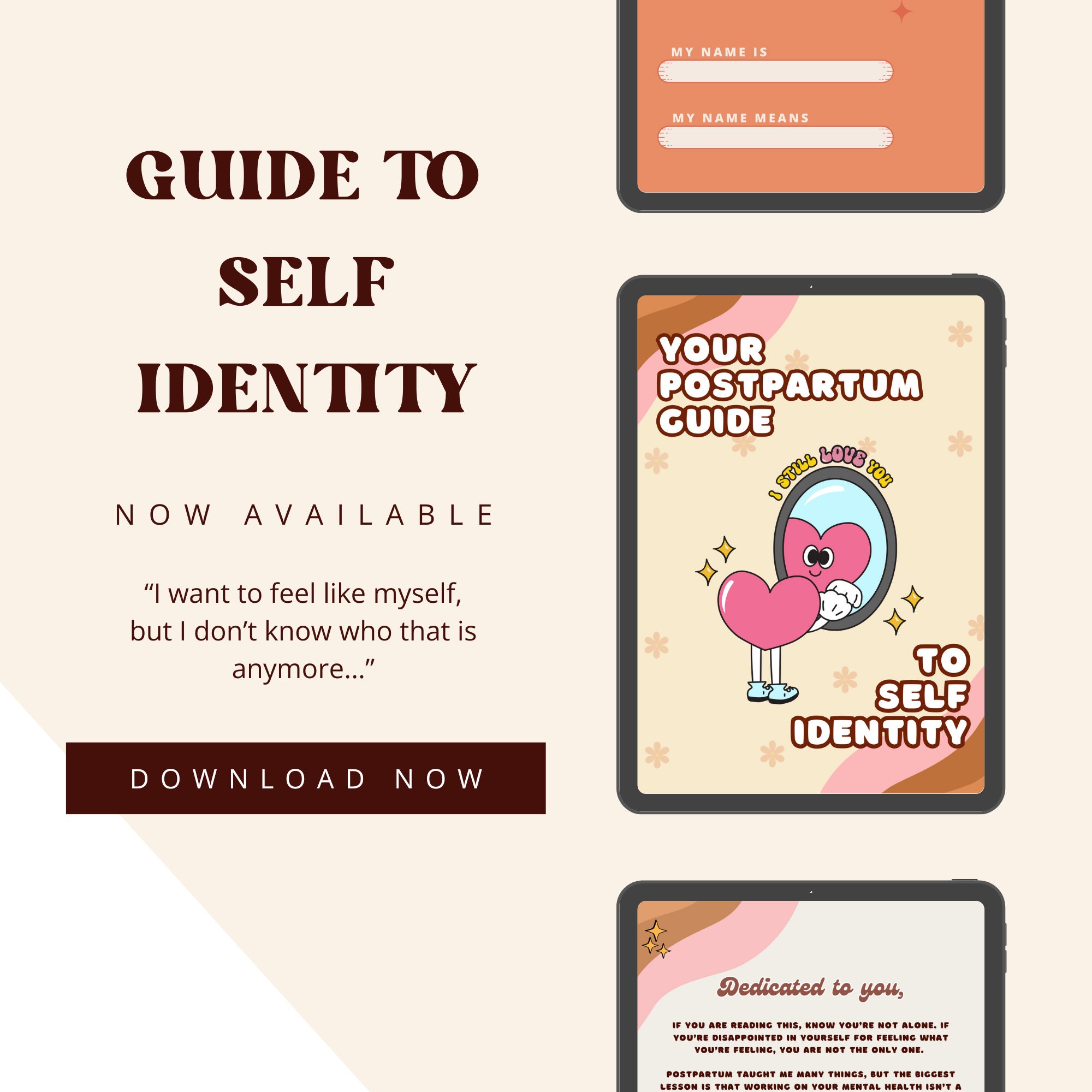 Postpartum Guide to Self Identity Postpartum Gifts for Mom Guided ...