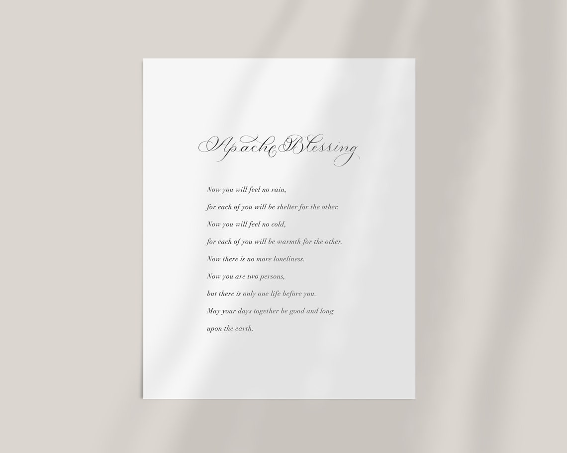 Apache Blessing Poem Print With Calligraphy Detail - Etsy UK
