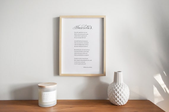 Invictus Motivational Poem Print With Calligraphy Detail | Etsy