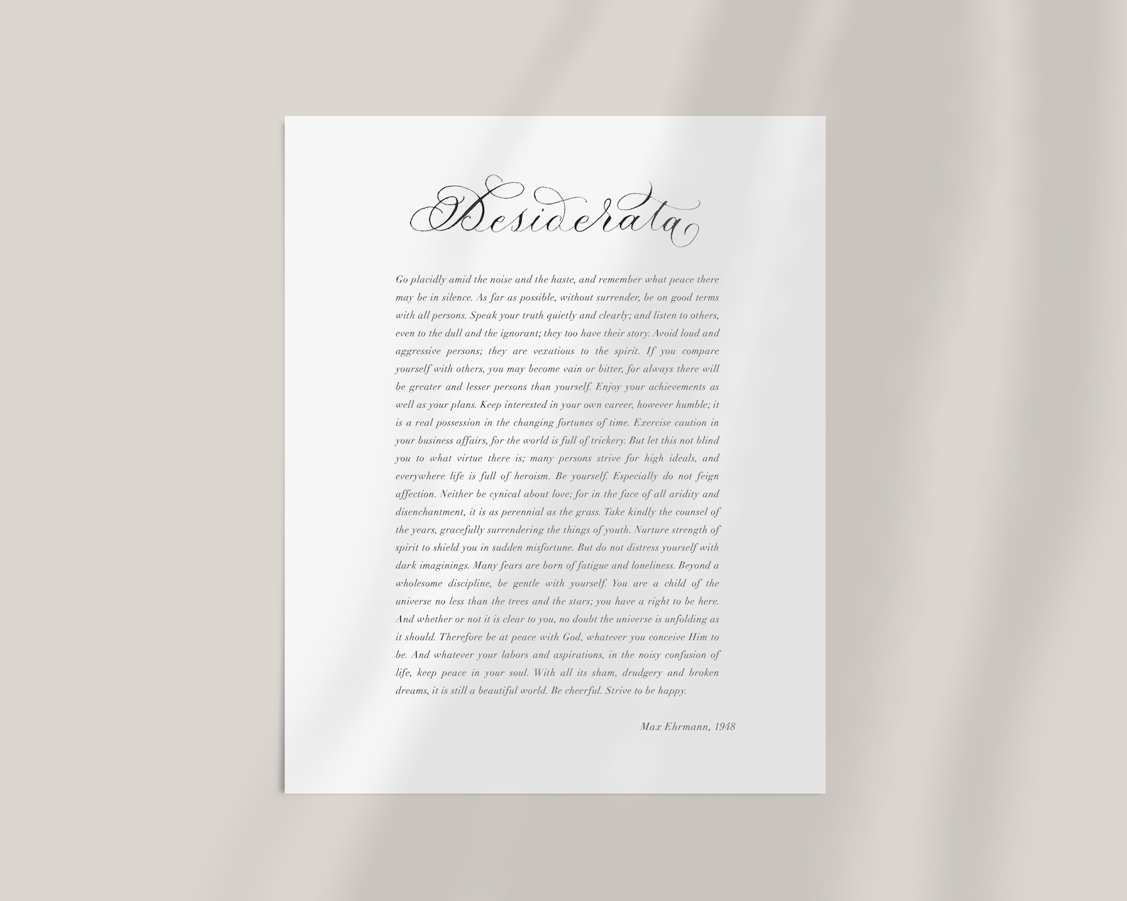 Desiderata Poem Print With Calligraphy Detail - Etsy UK