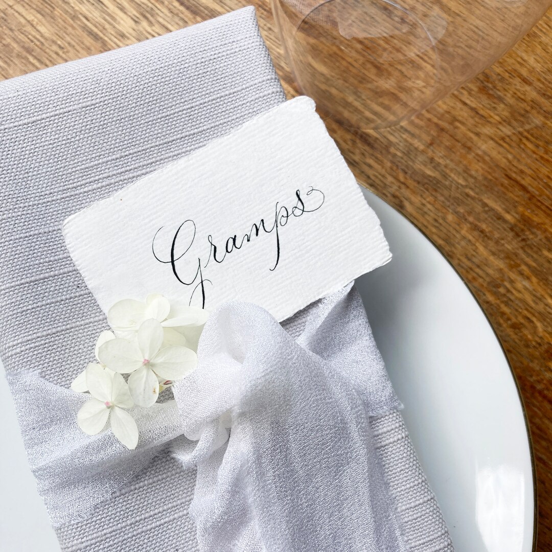 White Cotton Rag Calligraphy Wedding Place Names - Etsy