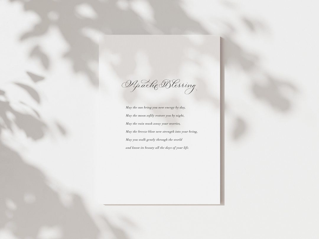 Apache Blessing "may the Sun Bring You Energy..." Poem Print With ...