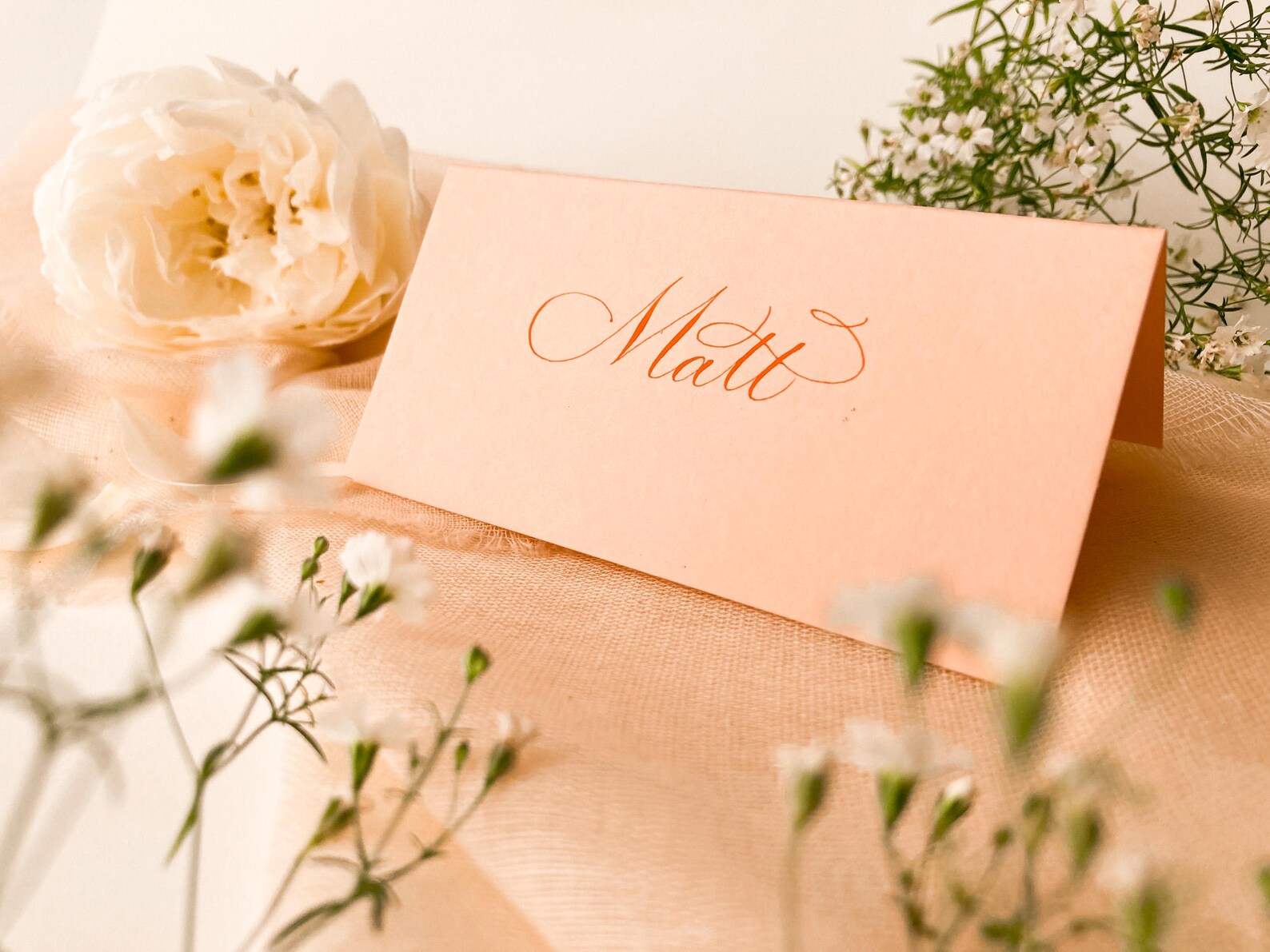 Peach Tent Fold Place Names for Weddings With Professional Quality ...