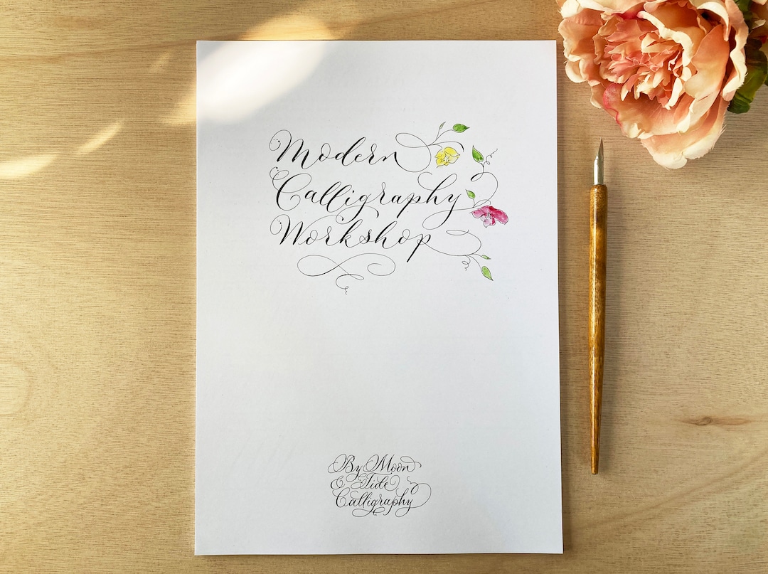 Modern Calligraphy Workshop Practice - Worksheets to Download From Basics to Flourishing - Etsy