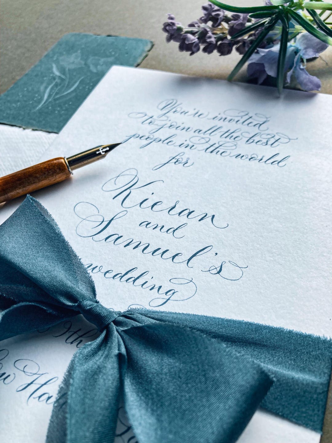 Bespoke Calligraphy Wedding Invitations on Luxury Card - Your Words ...