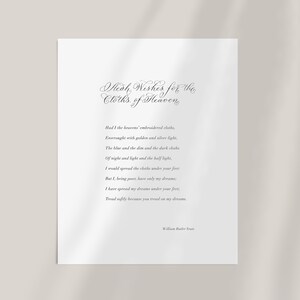 Aedh Wishes for the Cloths of Heaven Poem Print With Calligraphy Detail ...