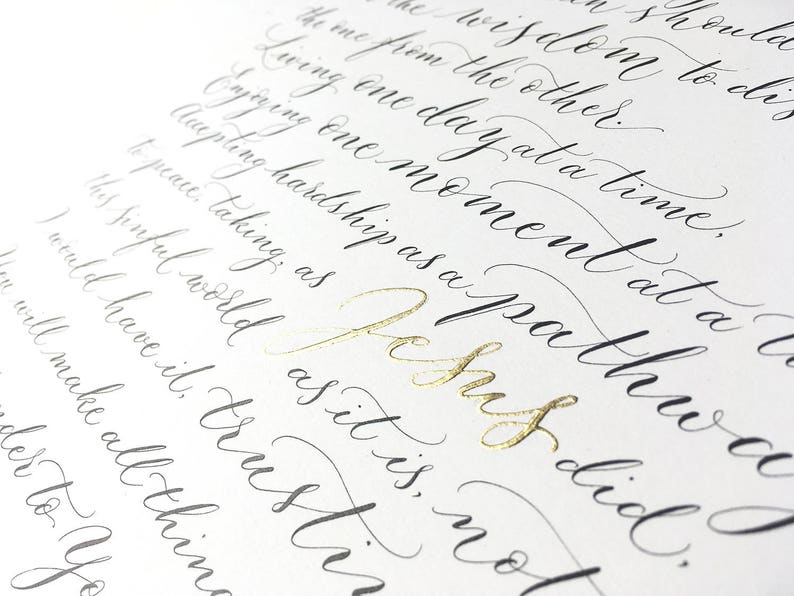 Serenity Prayer Print in Elegant Modern Calligraphy Hand Finished With ...