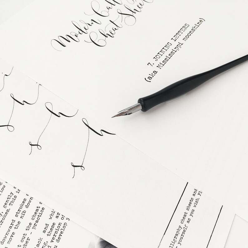 Calligraphy CHEAT SHEET 7 of 9: Joining Letters / Instant | Etsy