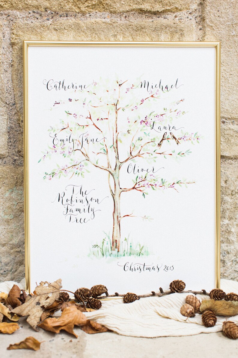 Modern calligraphy family tree | Etsy