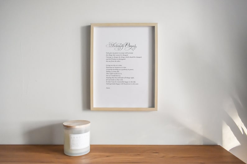 Serenity Prayer Print With Calligraphy Detail - Etsy