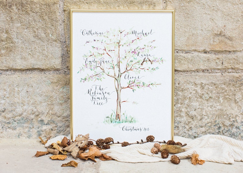 Modern calligraphy family tree | Etsy