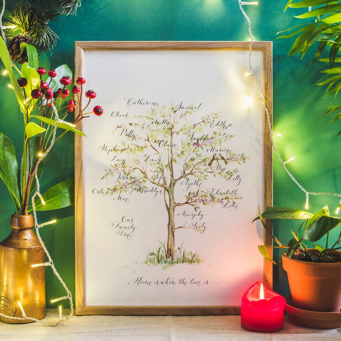 Modern Calligraphy Family Tree - Etsy