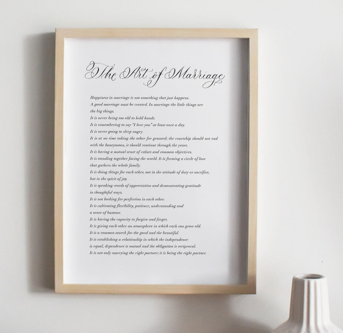 The Art of Marriage Wedding Poem Print With Calligraphy Detail - Etsy