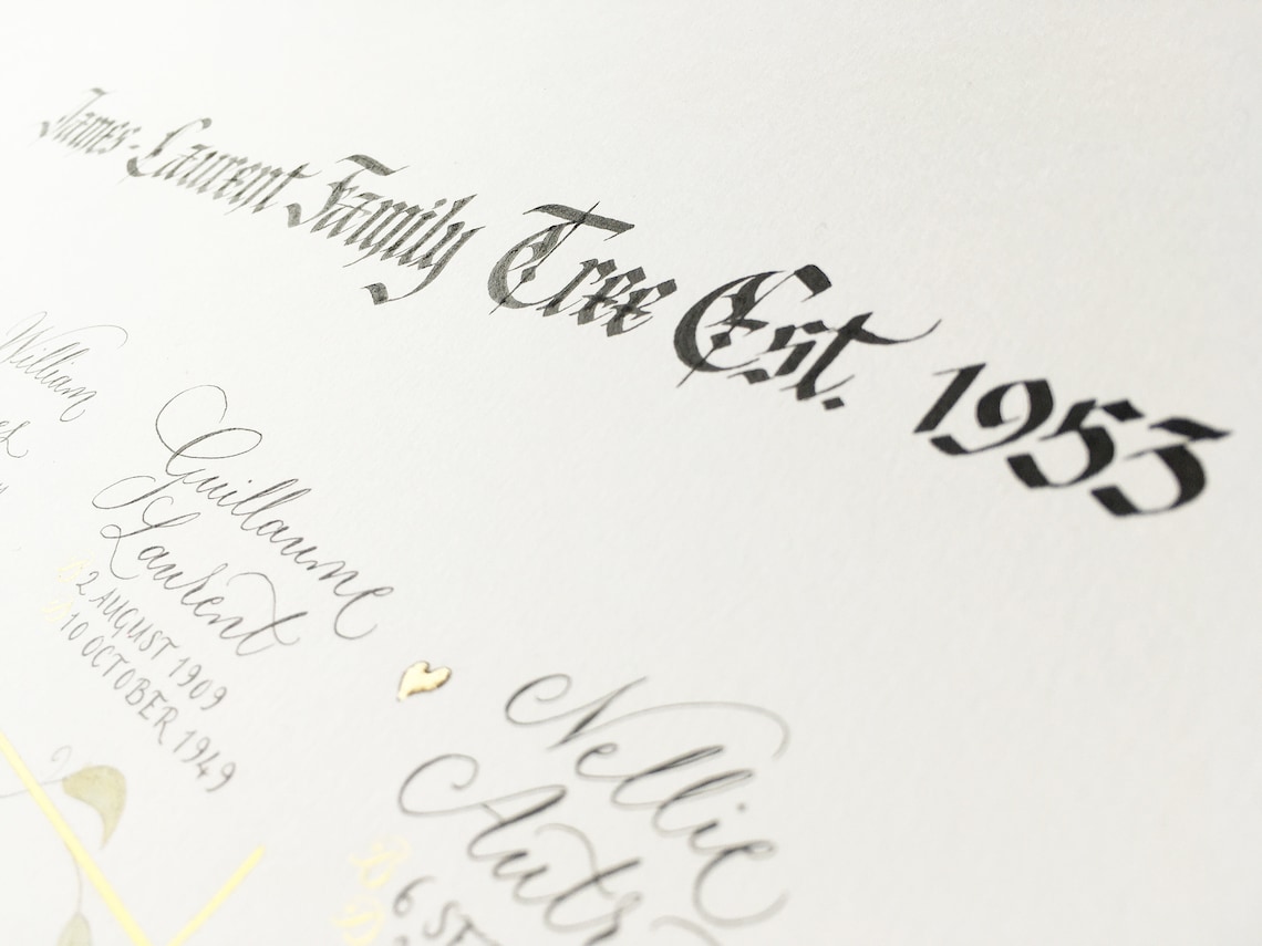 Traditional Style Family Tree in Handwritten Calligraphy - Etsy
