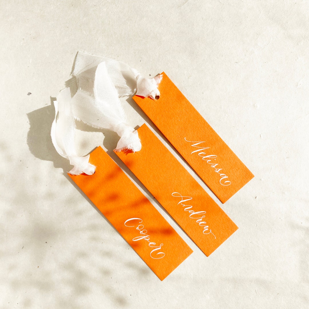 Vibrant Modern Wedding Place Name Cards With Silk Ribbon (optional) in ...