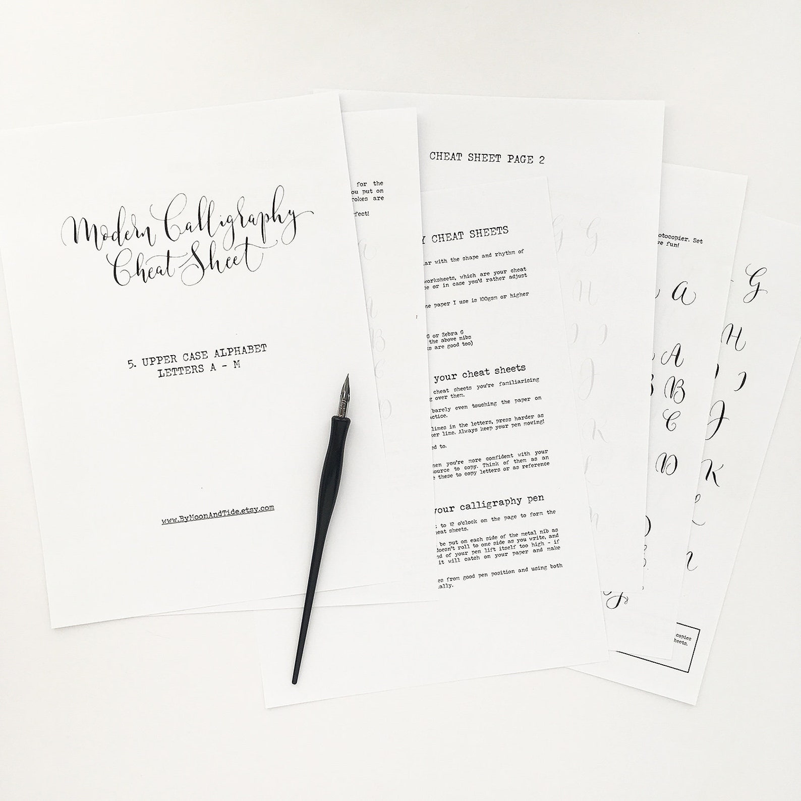 Calligraphy CHEAT SHEET 5 of 9: Upper Case Letters A M / - Etsy UK