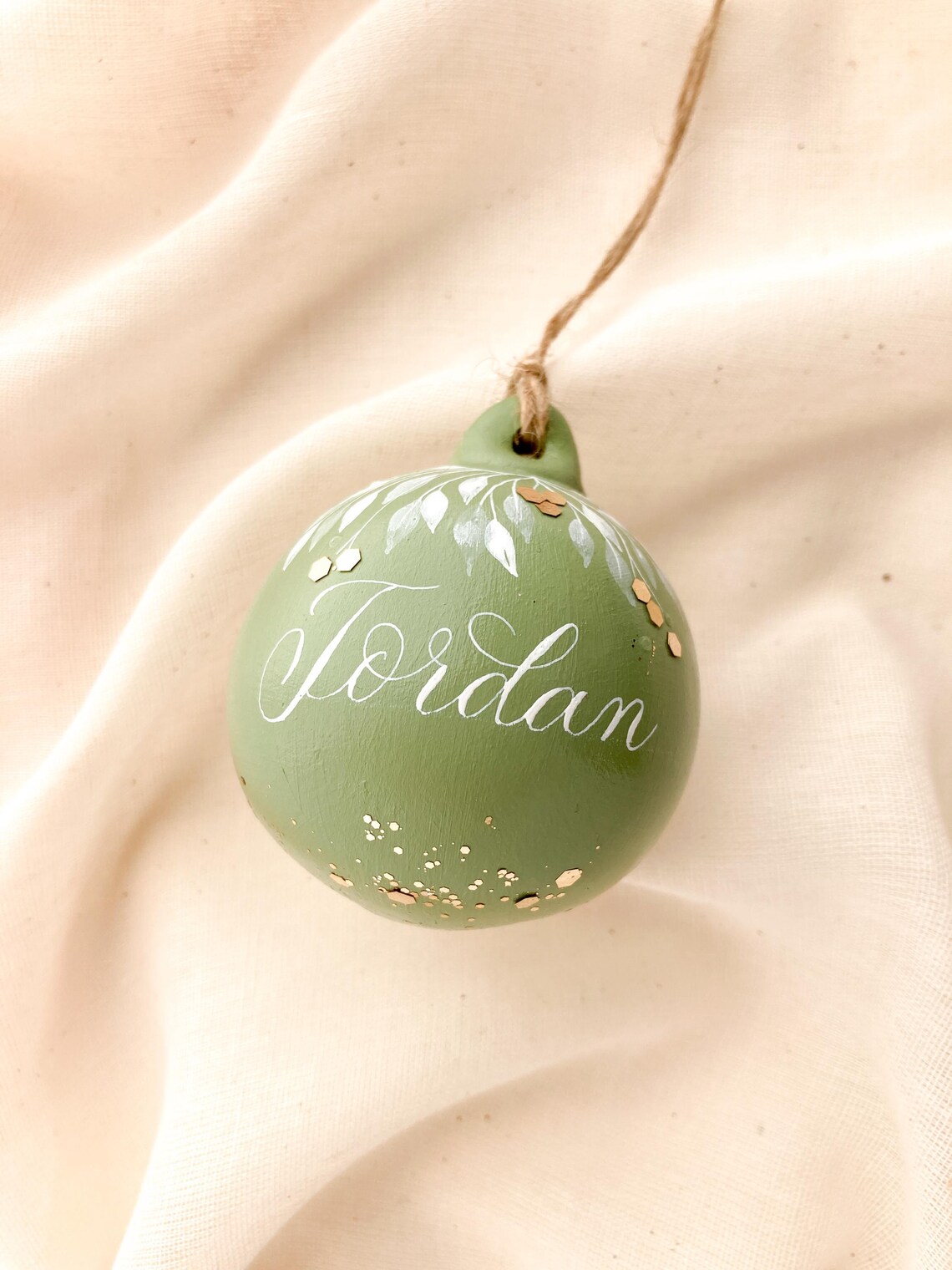 Sage Green Personalised Name Bauble With Handwritten Calligraphy - Etsy
